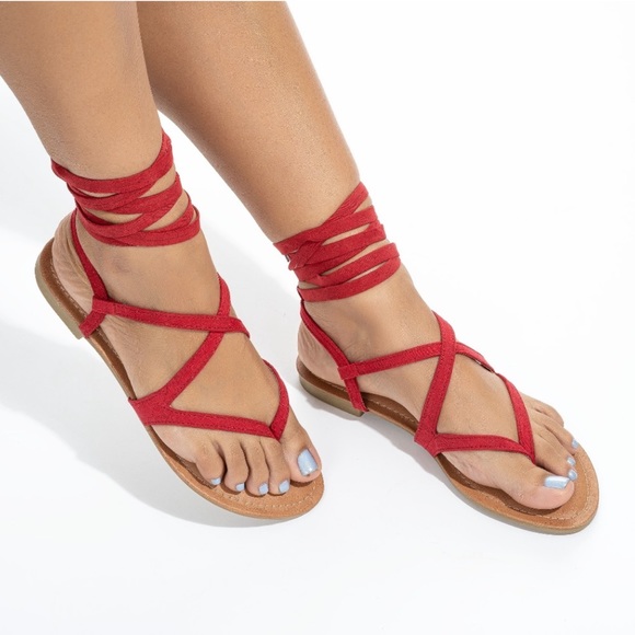 Shoes | Red Goddess Strappy Sandals | Poshmark